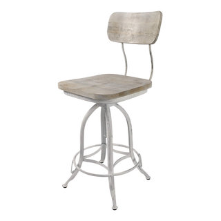 Mason Adjustable Stool, Whitewash - Industrial - Bar Stools And Counter ...