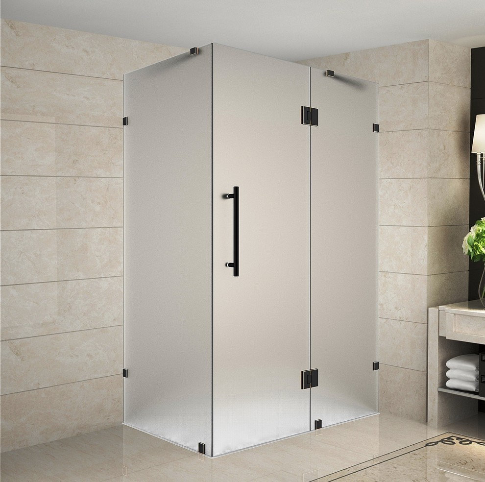 Avalux Frameless Shower Enclosure Frosted Glass, Oil Rub Bronze, 33"x30 ...