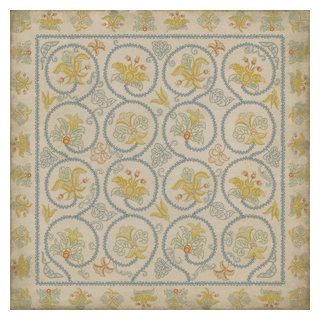 Williamsburg Crewelwork, Sweetflag 72x72 Vintage Vinyl Floorcloth, Tan ...