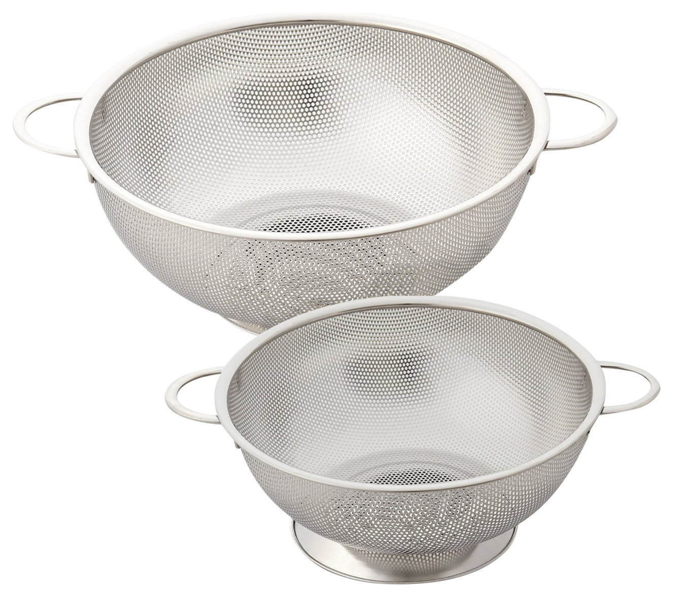 2 Piece Micro Perforated Colander Set with Handle and Solid Base, 3 ...