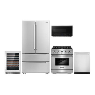 5PC Kitchen Package with 30" Over the Range Microwave & 30" Gas Range ...