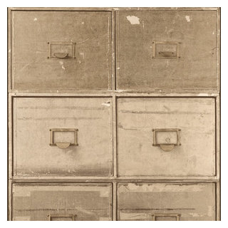 Contemporary Vintage Style, Industrial Faux File Cabinet Wallpaper ...