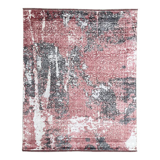 EORC Ivory/Red Hand Knotted Wool Rug 7' x 9', Rectangular 7' x 9 ...