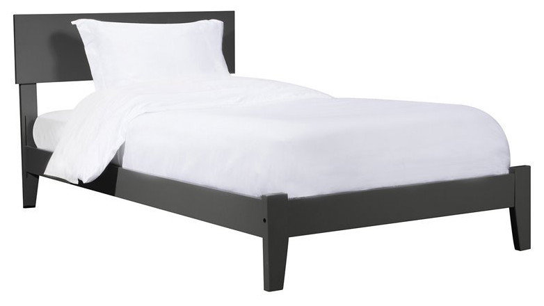 AFI Orlando Twin Solid Wood Foundation Bed with USB Charger in Grey ...