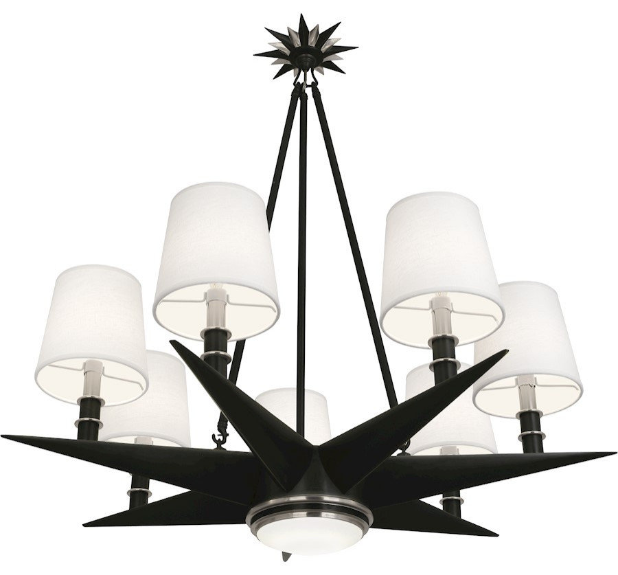 Robert Abbey Cosmos 8 Light Chandelier, Bronze/Silver and Frosted Glass ...
