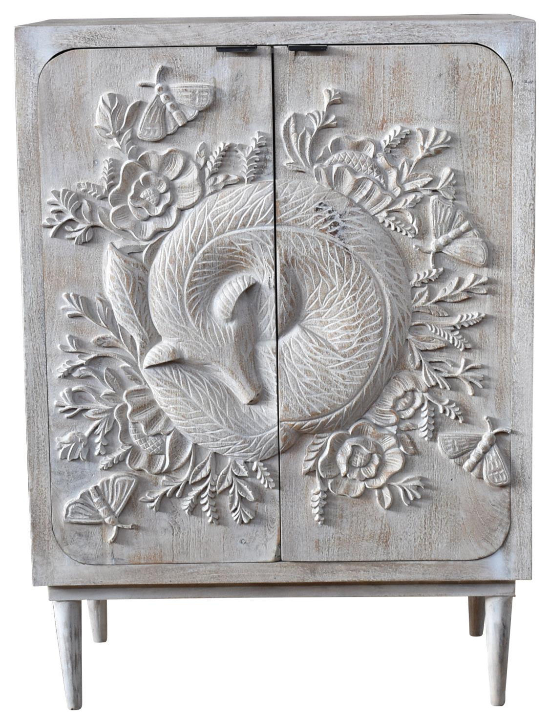 Mother Nature 50X36" Tall Cabinet Hand Carved Sleeping Fox - Farmhouse ...