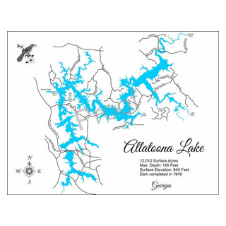 Allatoona Lake, GA - Laser cut wood map, Small - Contemporary - Wall ...