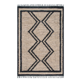 nuLOOM Hand Woven Leather Farren Striped Area Rug, 5'x8' - Scandinavian ...