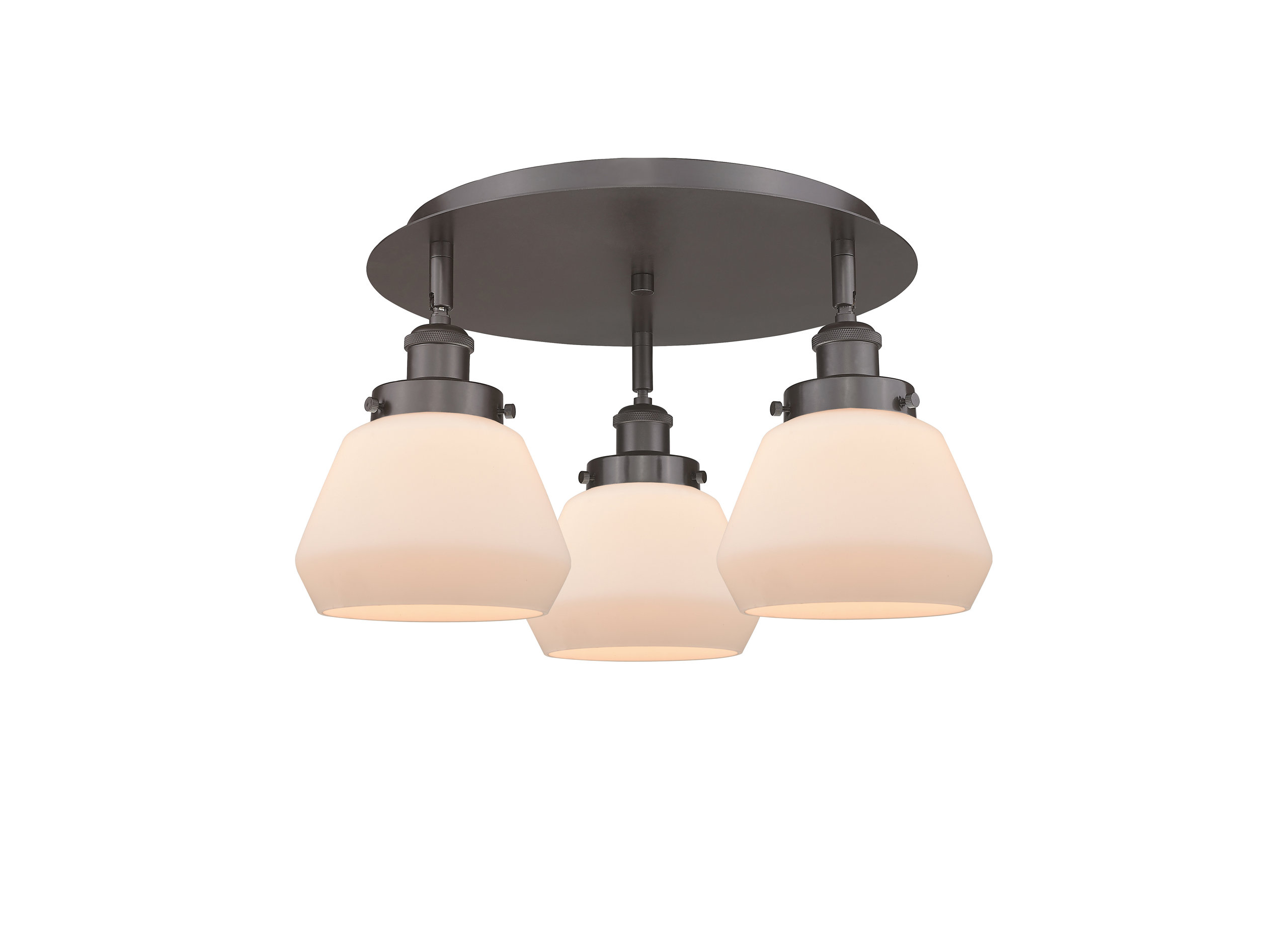Fulton-3 Light 18" Flush Mount-Oil Rubbed Bronze, Matte White Glass ...