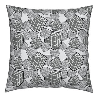 Puzzle Toy Cube Abstract Geometric Whimsical Throw Pillow ...