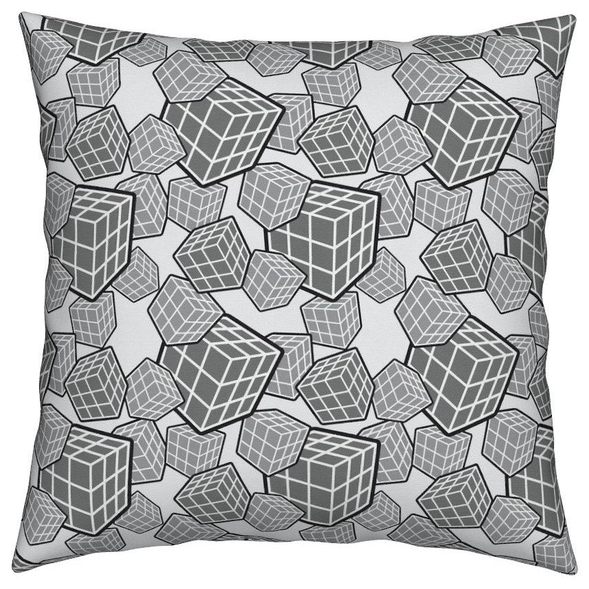 Puzzle Toy Cube Abstract Geometric Whimsical Throw Pillow ...