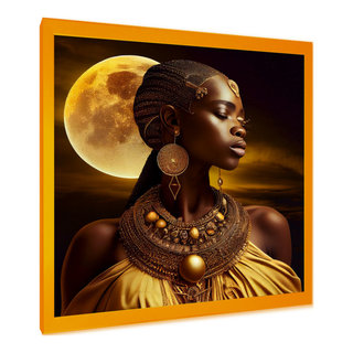 Queen African Woman Under Moon III Framed Print, 36x36 - Contemporary ...