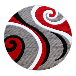 Athens Collection Round 8' x 8' Abstract Area Rug - Contemporary - Area ...