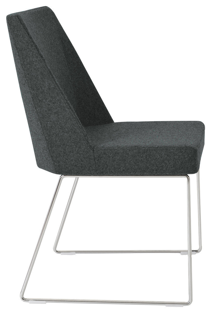Prisma Wire Chair, Chrome Plated Steel Tubes Base, Dark Gray Camira ...