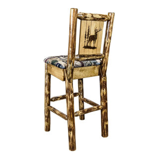 Glacier Country Collection 24" Upholstered Barstool With Back, Bear ...