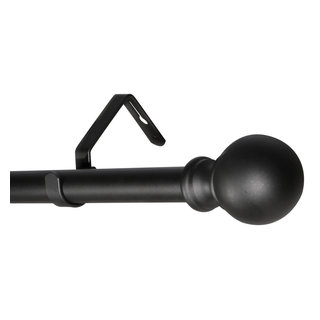 Telescopic Drapery Treatment Window Curtain Rod Circular Design Black ...