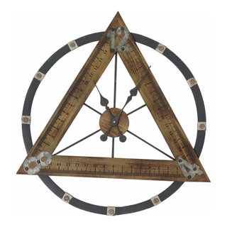 Rustic Timescale Wall Clock, Brown, Window Box Pack - Industrial - Wall ...