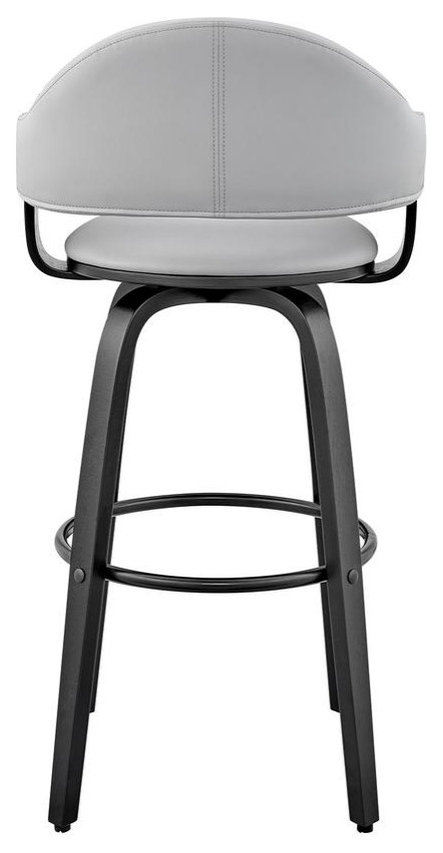Daxton 30 Gray Faux Leather and Black Wood Bar Stool - Midcentury - Bar ...