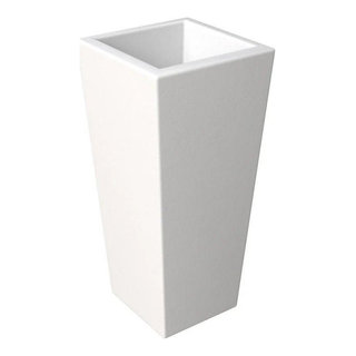 Orna Series Poly Stone Planter 13.8 Dia 29.4 High in White ...