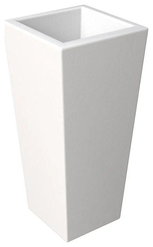 Orna Series Poly Stone Planter 13.8 Dia 29.4 High in White ...