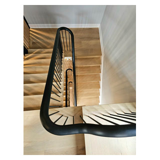 115_Stunning Continuous Rail System on 3 Story Floating Stairs ...