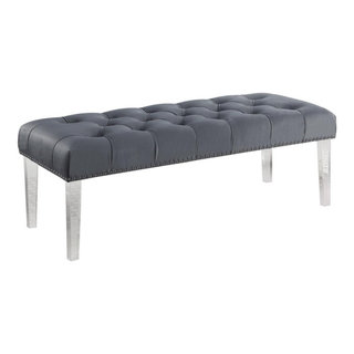 Suede Upholstered Tufted Bench With Acrylic Legs - Contemporary ...