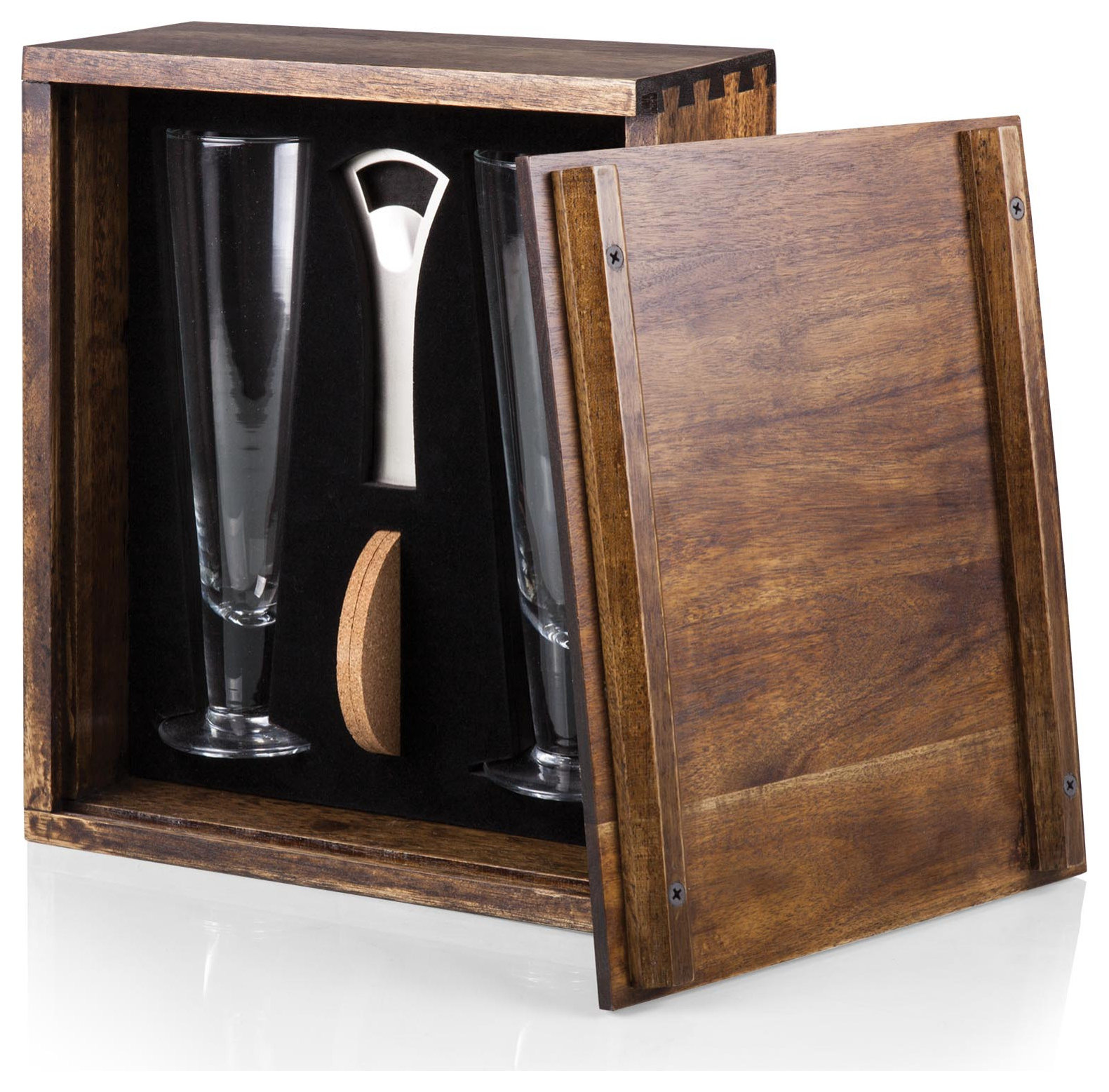 Pilsner Beer Set - Brown, 12 x 10 x 5.3 - Beer Glasses - by Picnic Time ...