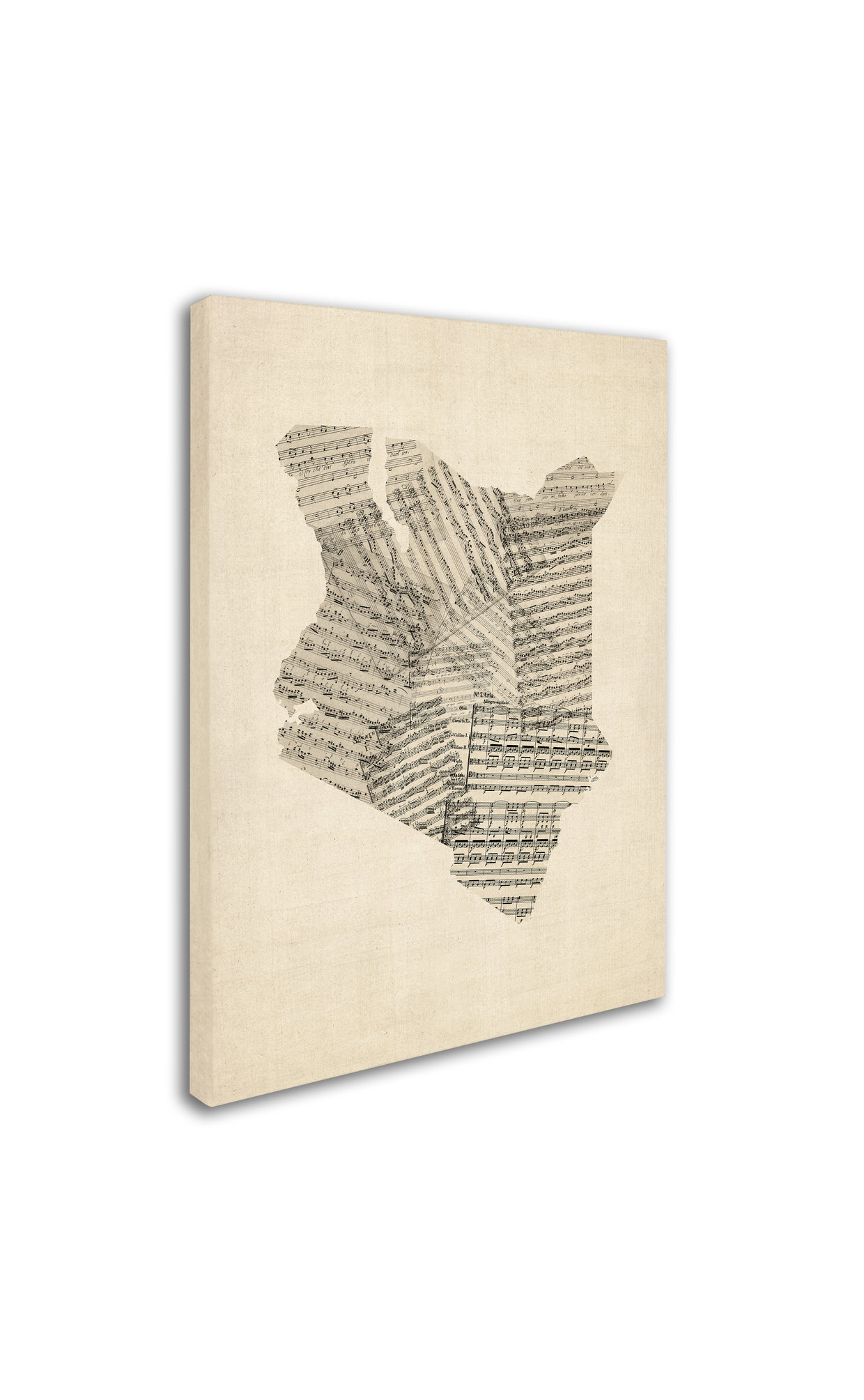 "Old Sheet Music Map of Kenya" Canvas Art by Michael Tompsett, 14"x19 ...