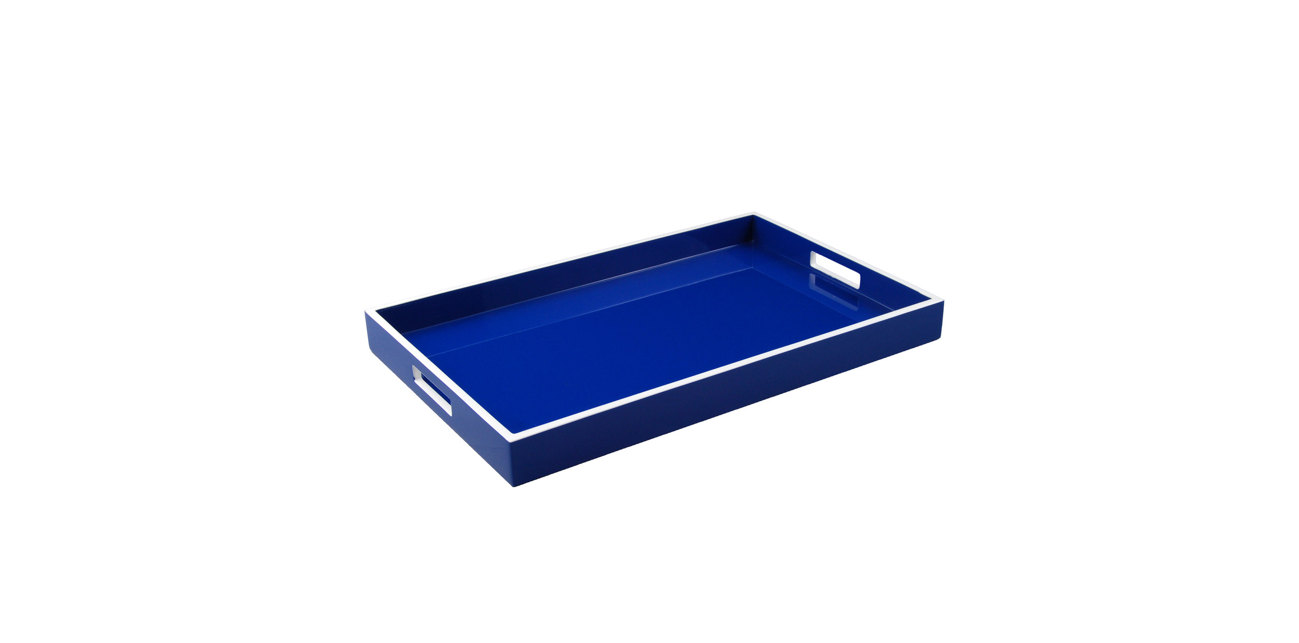 Lacquer Rectangle Tray, Blue and White - Contemporary - Serving Trays ...