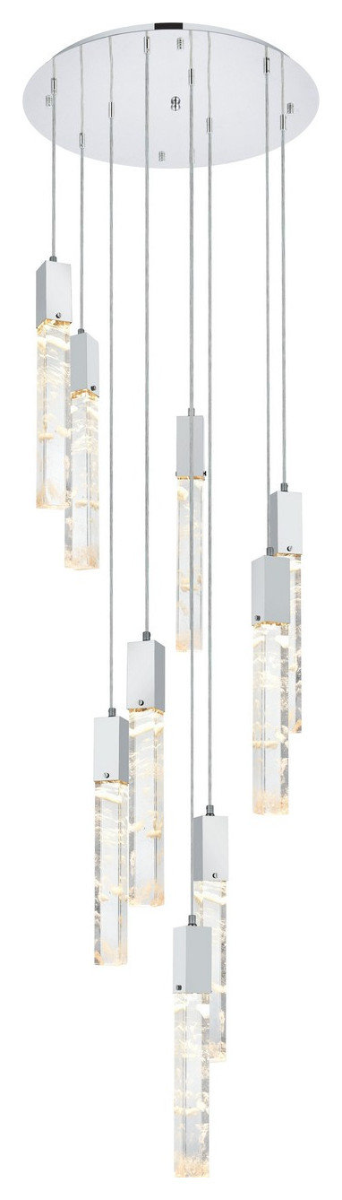 Aurora Nine Light Chandelier in Chrome And Clear - Contemporary ...