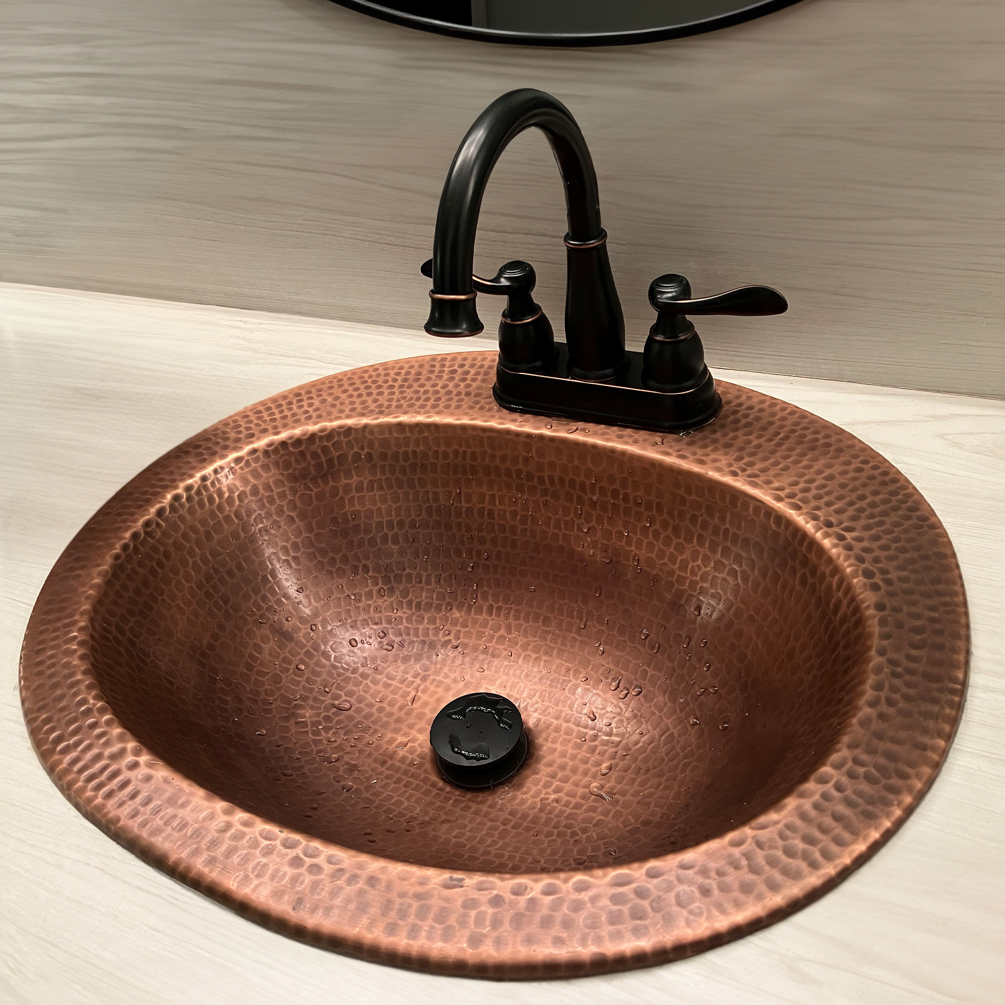Seville Antique Copper 20" Oval Drop-In Bath Sink with Care Kit ...