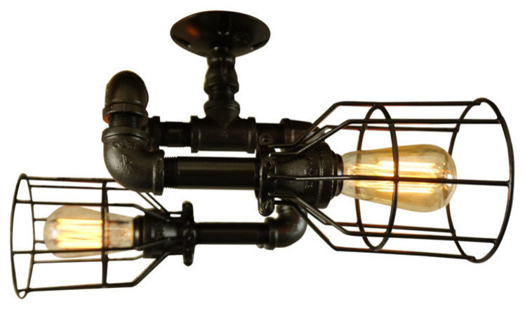Flush Mount 2-Bulb Ceiling Light - Industrial - Flush-mount Ceiling ...