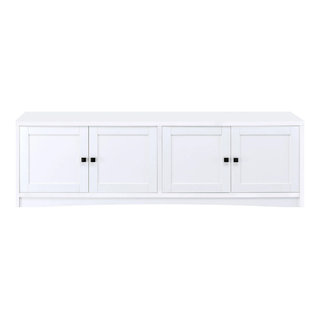 4 Doors Wooden TV Stand With Square Knobs Handles - Transitional ...