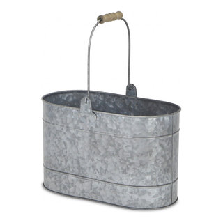 12" Gray Galvanized Steel Bucket - Farmhouse - Ice Tools And Buckets ...