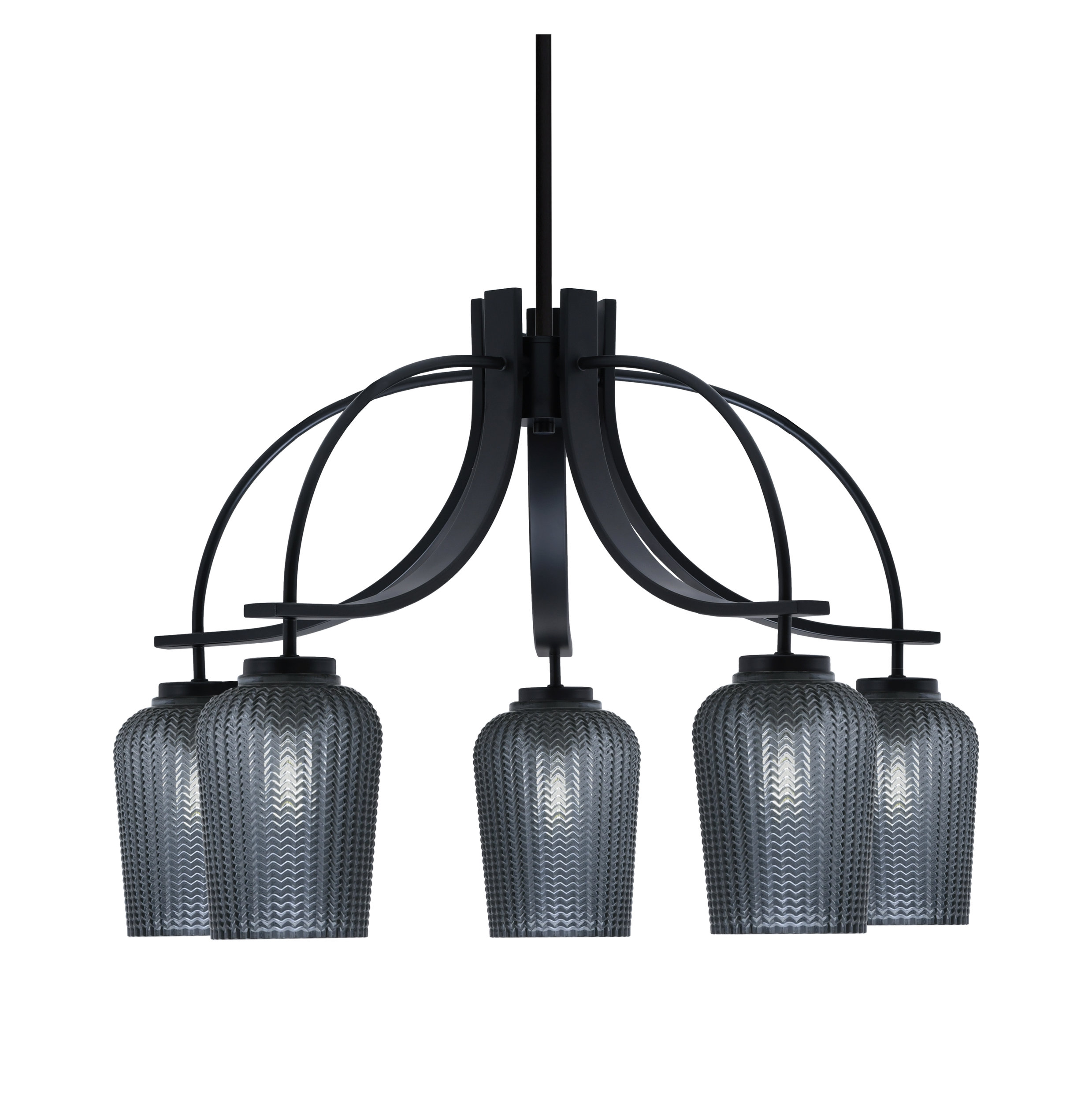 Cavella 5 Light, Downlight Chandelier, Matte Black Finish, 5.75" Smoke ...