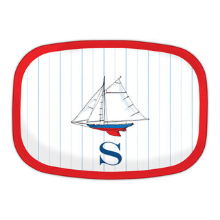 Melamine Platter Sailboat Single Initial - Beach Style - Serving Dishes ...