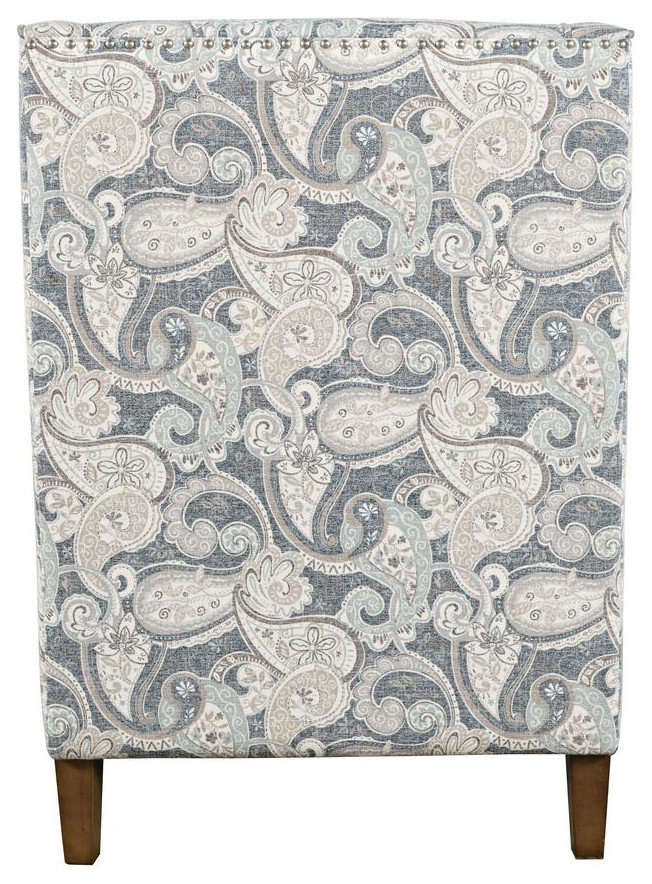 Paisley Fabric Transitional Upholstered Accent Chair with Nailhead Trim ...