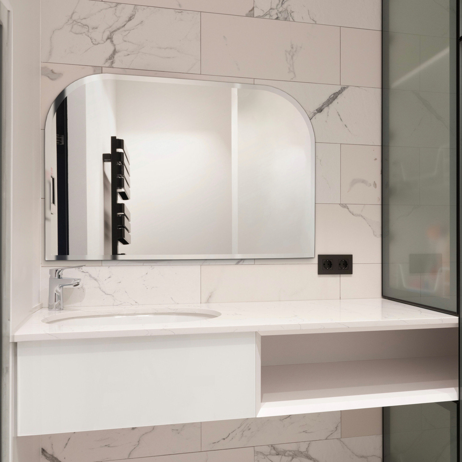 24"x36" Classic Half-Moon shaped Frameless Bevelled Mirror ...