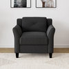 Black Accent Chair with Padded Seat, Button Back, and Tapered Legs ...