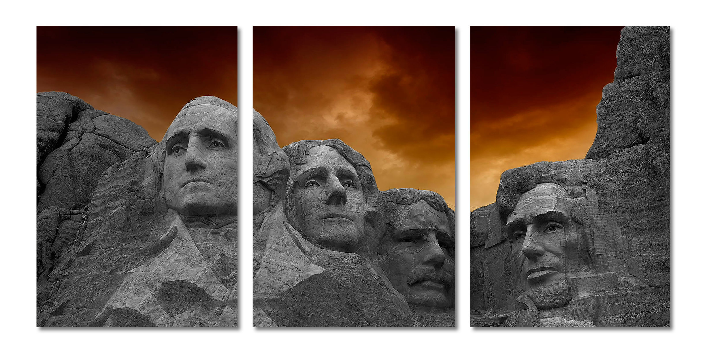 Mount Rushmore Monument Canvas Print, 3 Panel Split, Triptych Wall Art ...