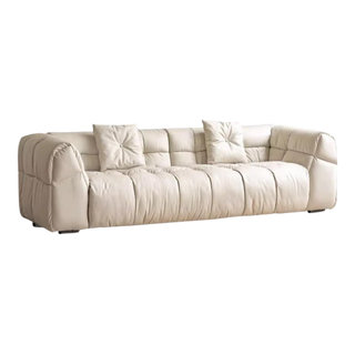 Oak Solid Wood Technology Cloth Sofa Cream wind, 3-Seater 86.6x38.6x27 ...