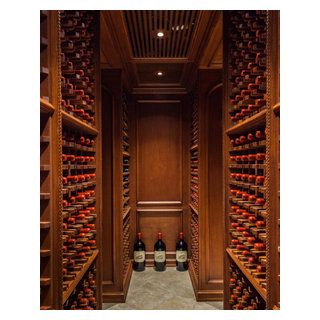 Vineyard inspired light mahogany wine cellar Franklin Lakes, NJ ...