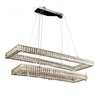 Beautiful Things Lighting Double Rectangle LED Crystal Chandelier ...