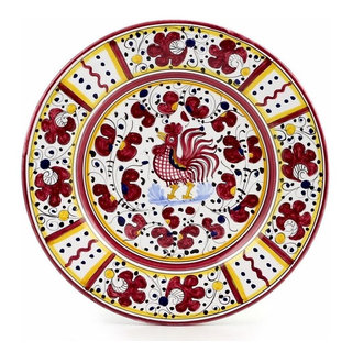 Orvieto Red Rooster Salad Plate, 8" Diameter - Farmhouse - Salad And ...