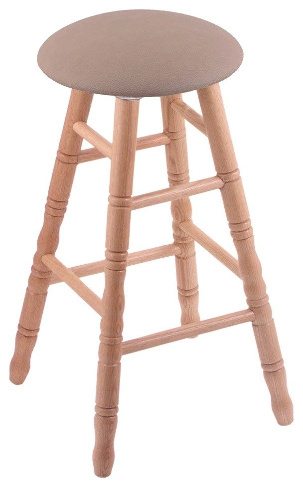 Holland Bar Stool, Oak Round Cushion Counter Stool, Turned Legs, 18"x18 ...