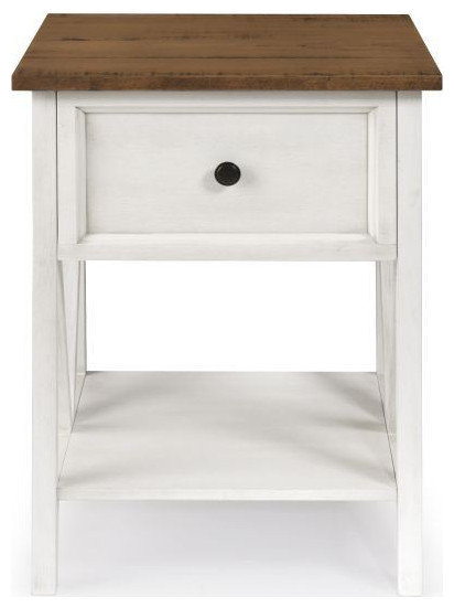 Walker Edison 1 Drawer Wood Side Table, Reclaimed Barnwood/White Wash ...