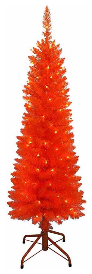 Kurt Adler 4' Pre-Lit Orange Slim Tree, 4' - Christmas Trees - by Kurt ...