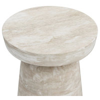 Simpli Home Robbie Solid Wood Round Accent Table in Distressed White ...