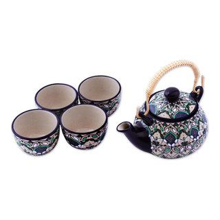 Road to Guanajuato Ceramic Teapot and Cups, 5-Piece Set - Mediterranean ...