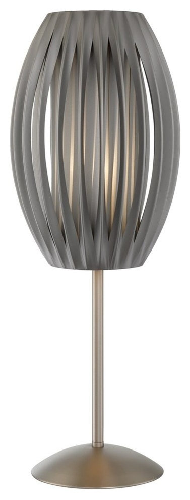 Table Lamp, Ss W/Grey Pleated Shade, E27 Type A 60W - Contemporary ...